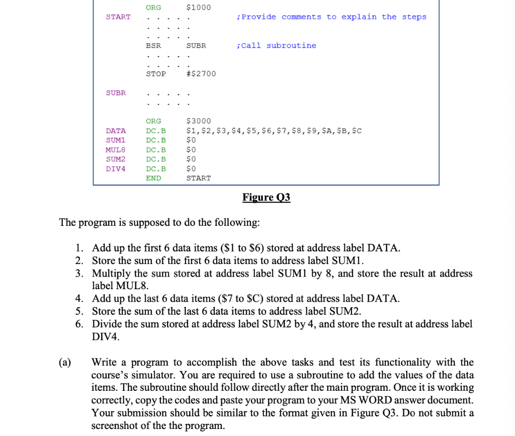 Solved Do include screenshot of code in 68K as well such as: | Chegg.com