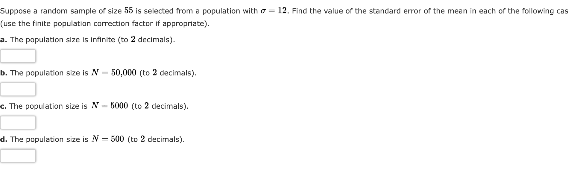 Solved Suppose a random sample of size 55 is selected from a | Chegg.com