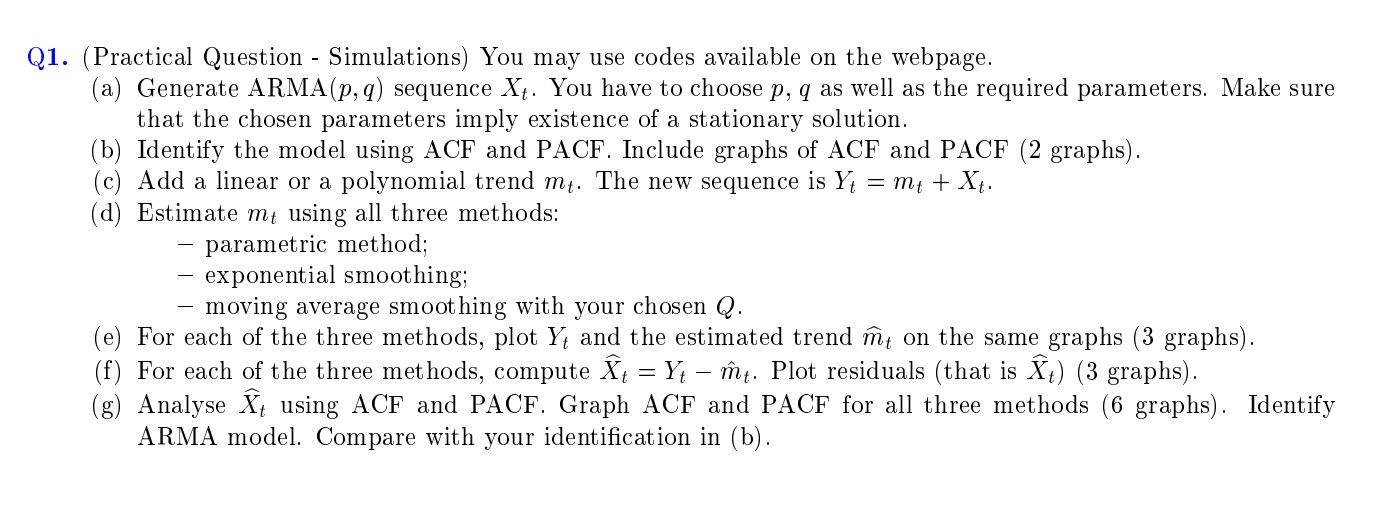 Solved Q1. (Practical Question - Simulations) You may use | Chegg.com