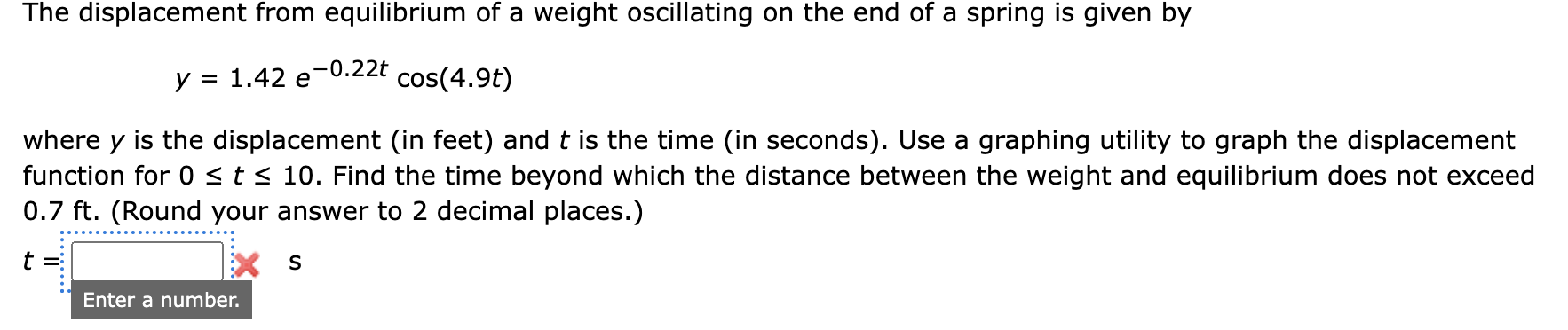 The displacement from equilibrium of a weight | Chegg.com