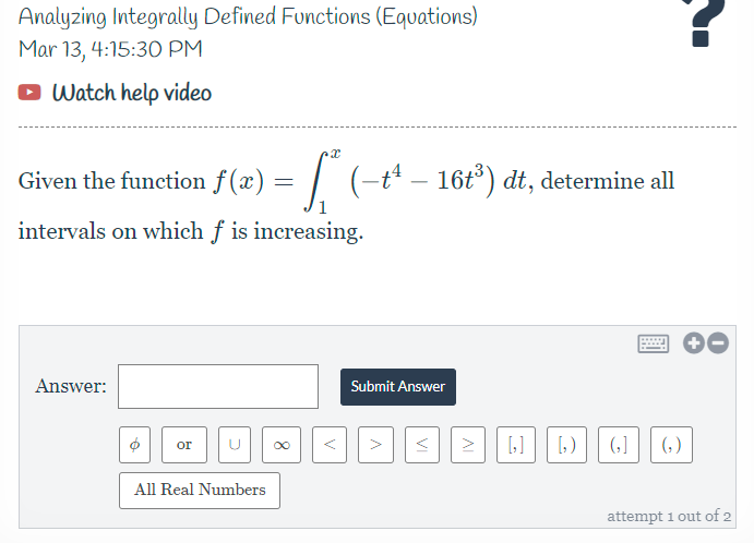 Solved Analyzing Integrally Defined Functions (Equations) | Chegg.com