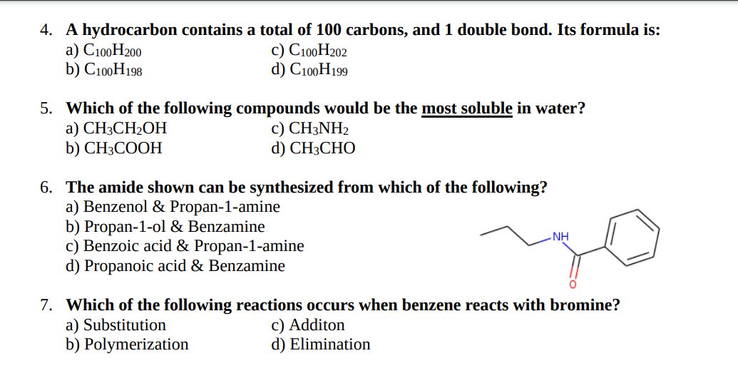 Solved 4. A hydrocarbon contains a total of 100 carbons, and | Chegg.com