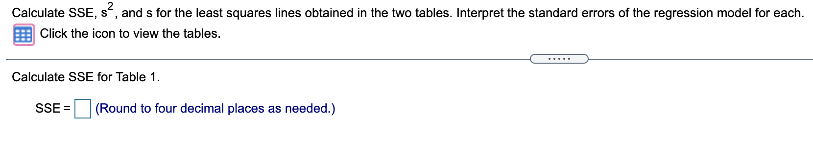 Solved S Calculate SSE, s?, and s for the least squares | Chegg.com