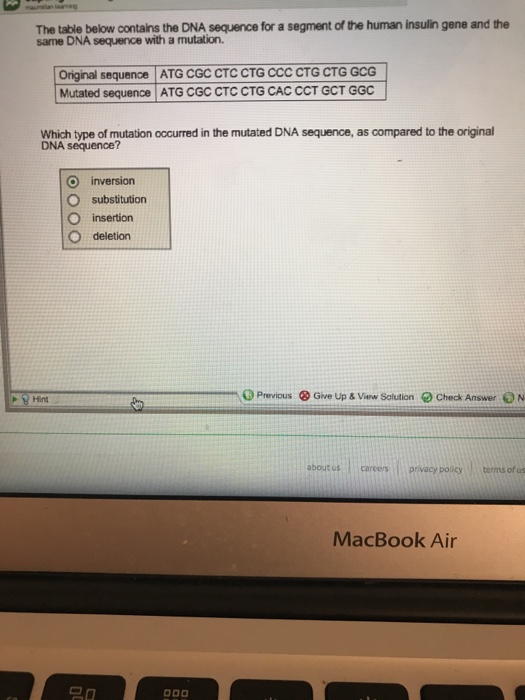 Solved The table below contains the DNA sequence for a | Chegg.com