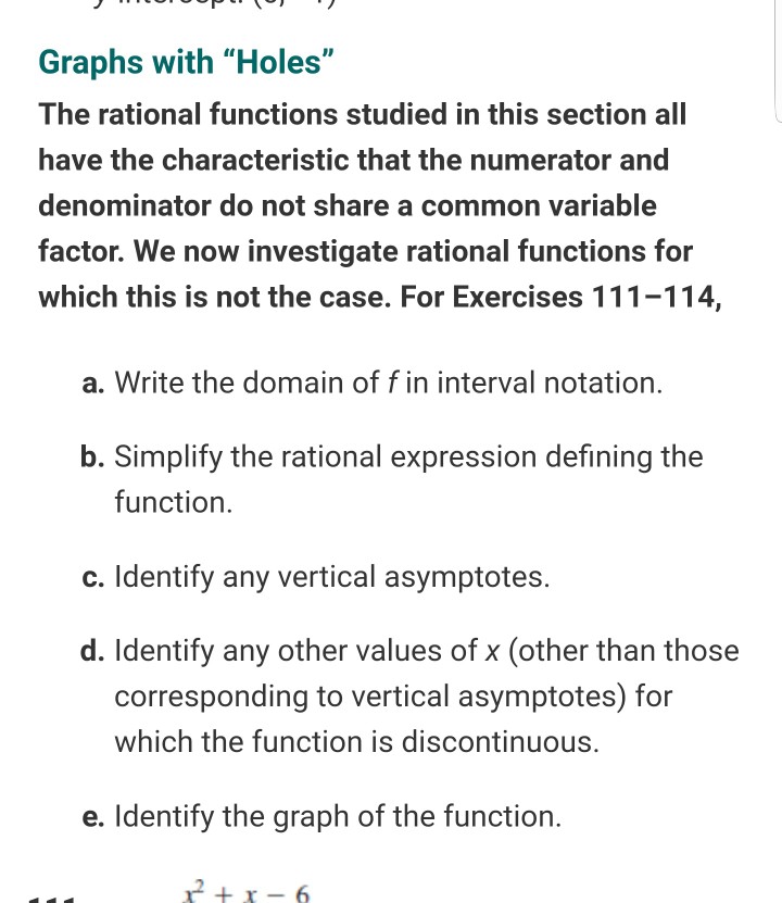 Solved Graphs with "Holes" The rational functions studied in | Chegg.com