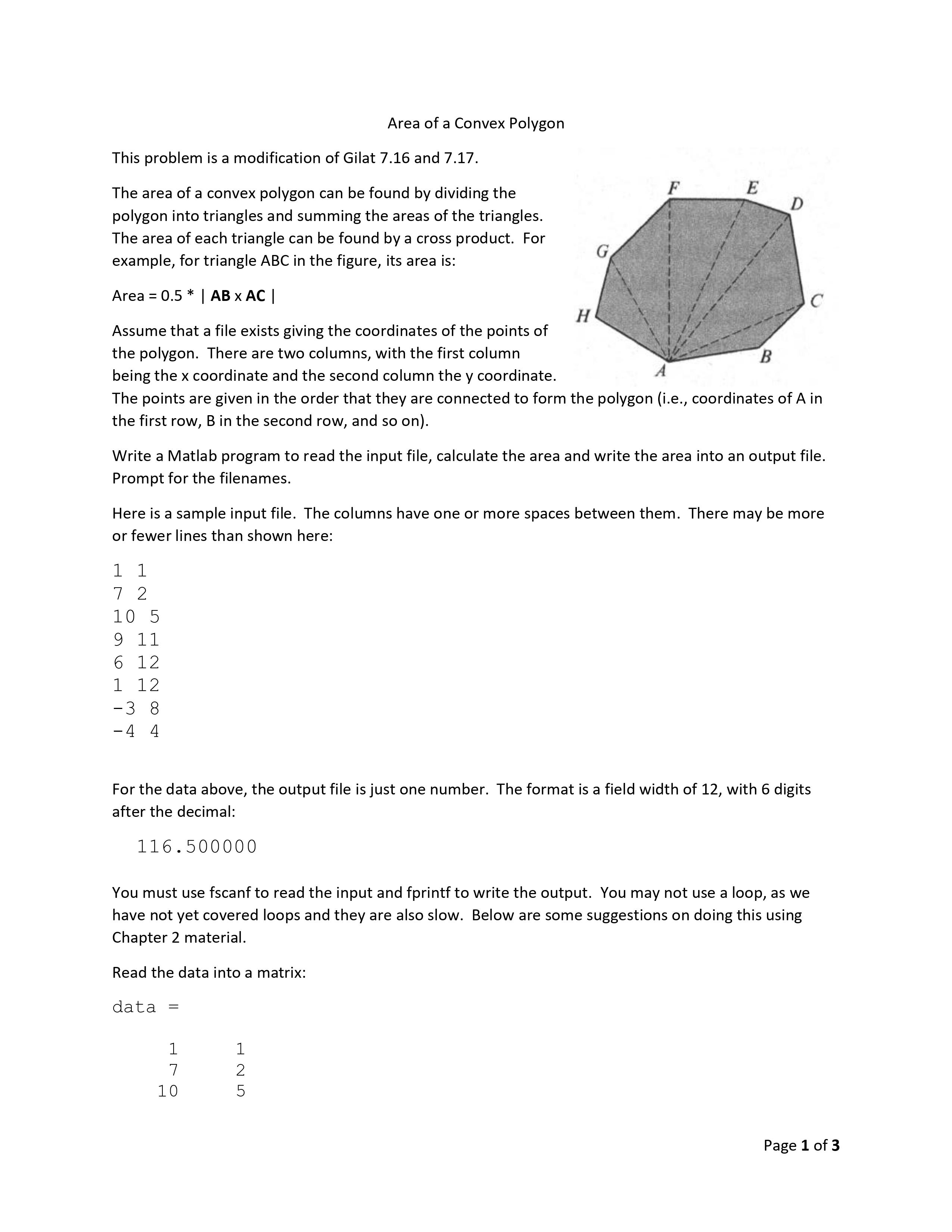 Solved Area of a Convex PolygonThis problem is a | Chegg.com