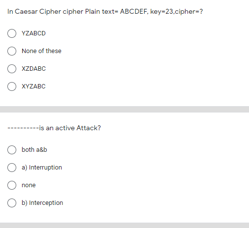 Solved In Caesar Cipher cipher Plain text= ABCDEF, | Chegg.com