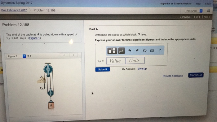 Solved The end of the cable at A is pulled down with a speed | Chegg.com