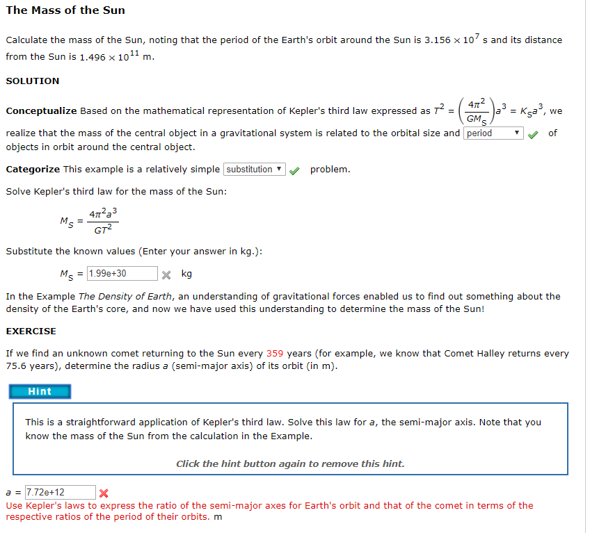 Solved: The Mass Of The Sun Calculate The Mass Of The Sun,... | Chegg.com