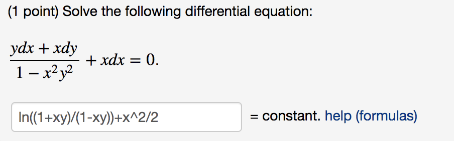 Solved (1 point) Solve the following differential equation: | Chegg.com