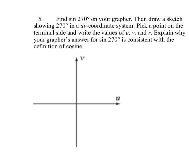 Solved 5. Find sin 270° on your grapher. Then draw a sketch | Chegg.com