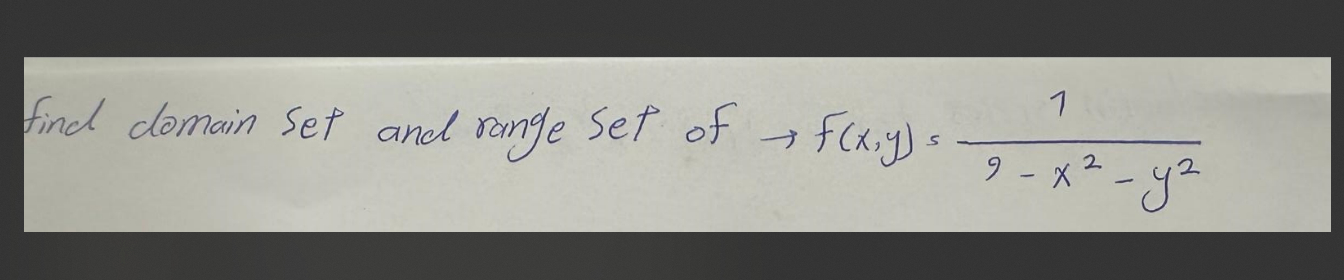 Solved Find domain set and range set of →f(x,y)=19-x2-y2 | Chegg.com
