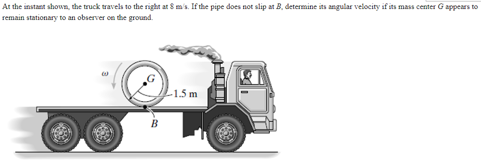 Solved At the instant shown the truck travels to the right | Chegg.com