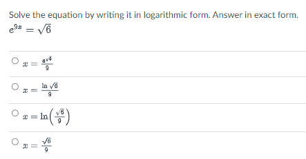 Solved Solve the equation by writing it in logarithmic form. | Chegg.com