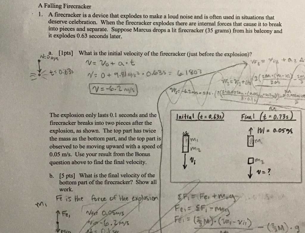 Solved A Falling Firecracker 1. A firecracker is a device | Chegg.com
