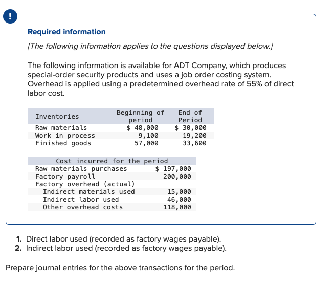 Solved Required information [The following information | Chegg.com