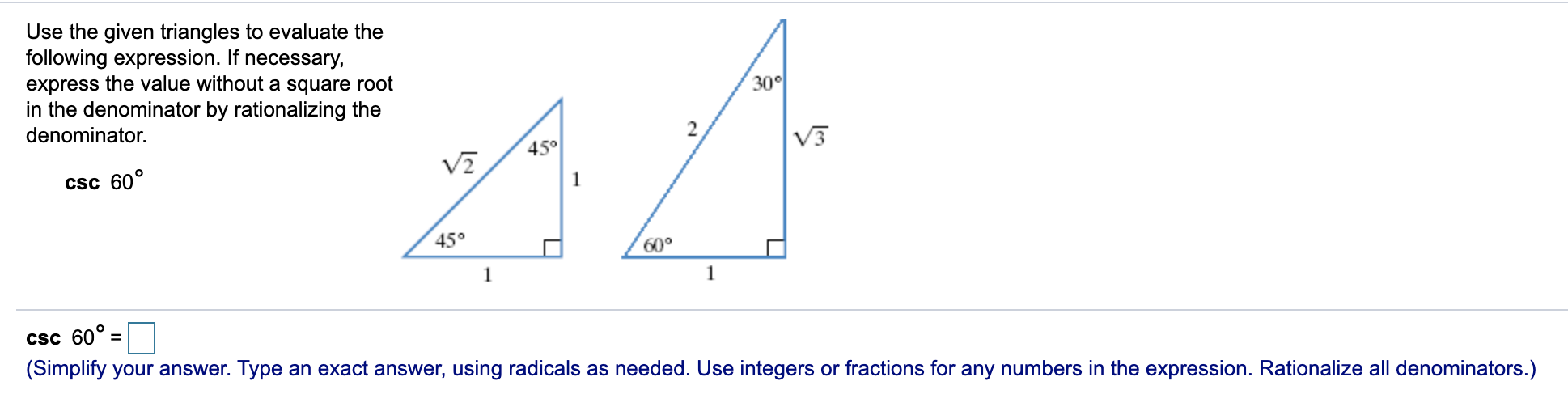 Solved Use the given triangles to evaluate the following | Chegg.com