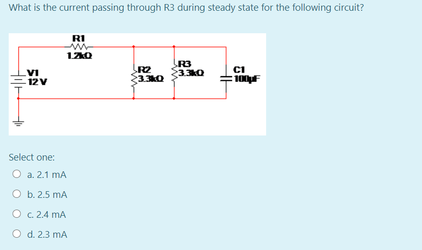 Solved What is the current passing through R3 during steady | Chegg.com