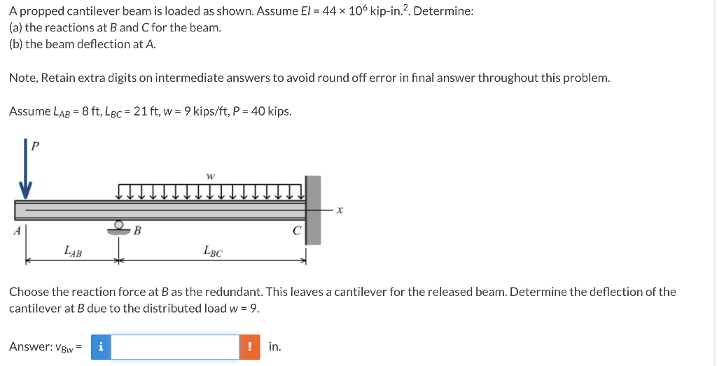 Solved A propped cantilever beam is loaded as shown. Assume | Chegg.com