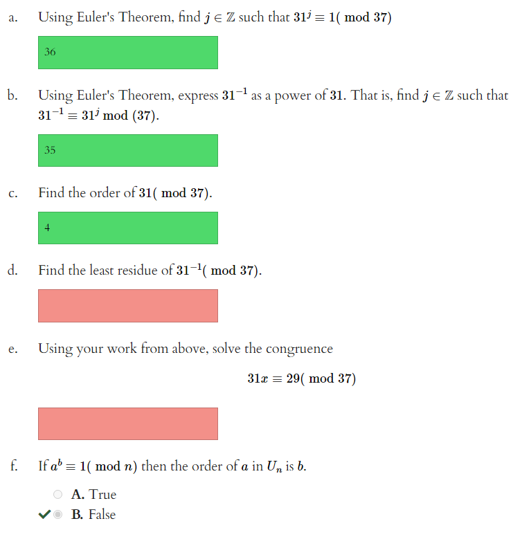 Solved Using Euler's Theorem, find j∈Z such that | Chegg.com Solved Using Euler's Theorem, find j∈Z such that | Chegg.com