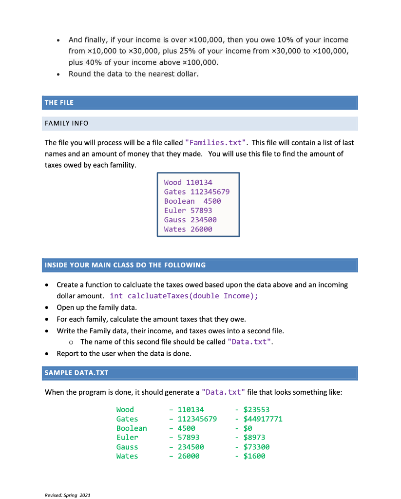 CS132 - PROGRAMMING ASSIGNMENT #1 REVIEW – TAX DATA | Chegg.com