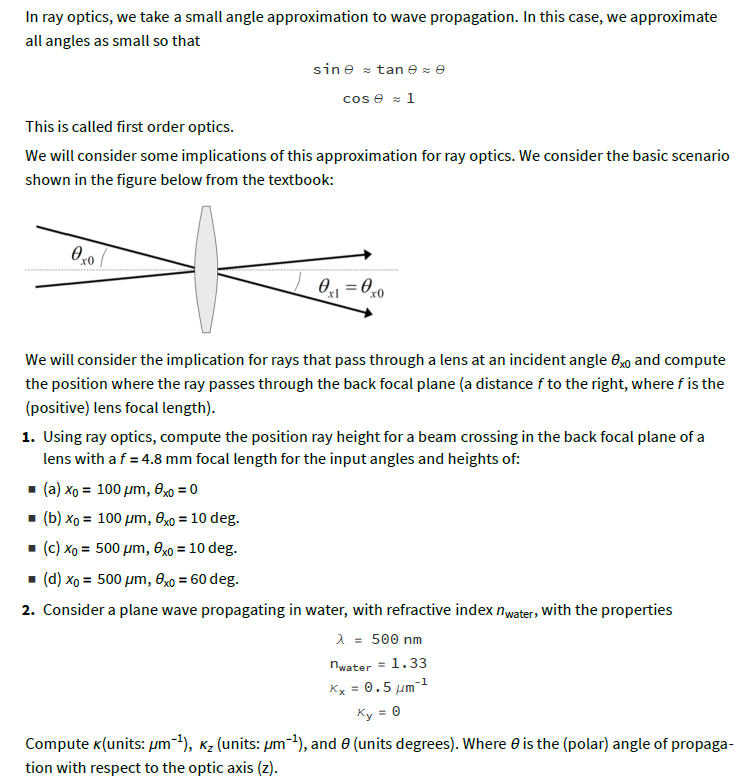 Solved In ray optics, we take a small angle approximation to | Chegg.com