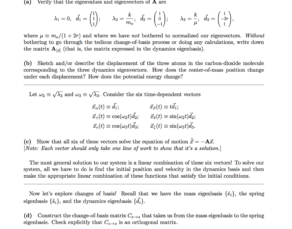 Solved In Problem 5.2 we started to explore the vibrational | Chegg.com