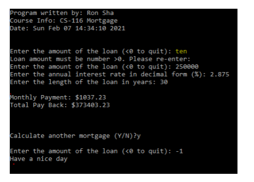 Solved Mortgage Payment Design a class that will determine | Chegg.com