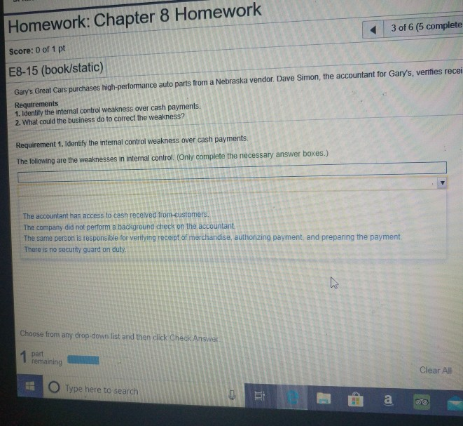 Homework: Chapter 8 Homework 3 of 6 (5 complete | Chegg.com Homework: Chapter 8 Homework 3 of 6 (5 complete | Chegg.com