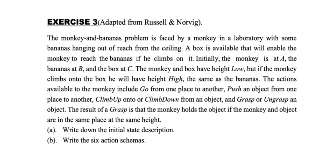 Solved EXERCISE 3(Adapted from Russell & Norvig). The | Chegg.com