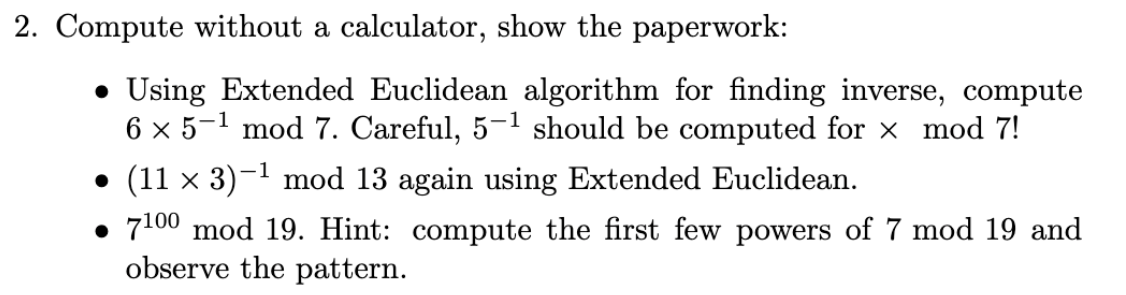 2 Compute Without A Calculator Show The Paperwork