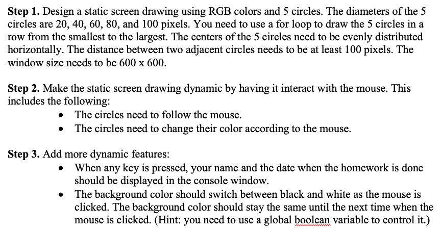 Solved Step 1. Design a static screen drawing using RGB | Chegg.com