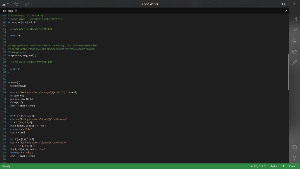 Solved Ex 1 Basic Array Operations 70 Points Download And 