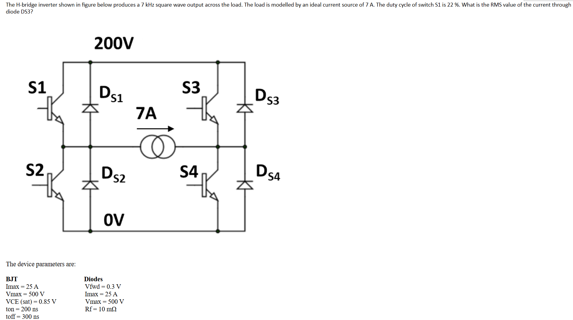 Solved diode DS3?The device parameters are: ﻿BJT ﻿ Diodes | Chegg.com