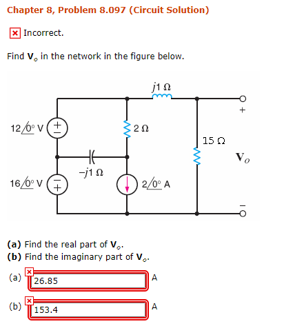 Solved Chapter 8, Problem 8.097 (Circuit Solution) X | Chegg.com
