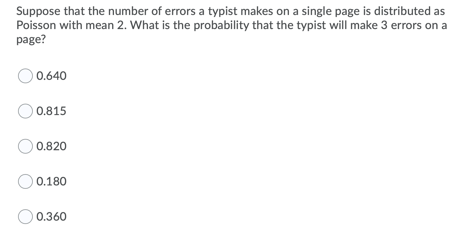 Solved Suppose that the number of errors a typist makes on a | Chegg.com