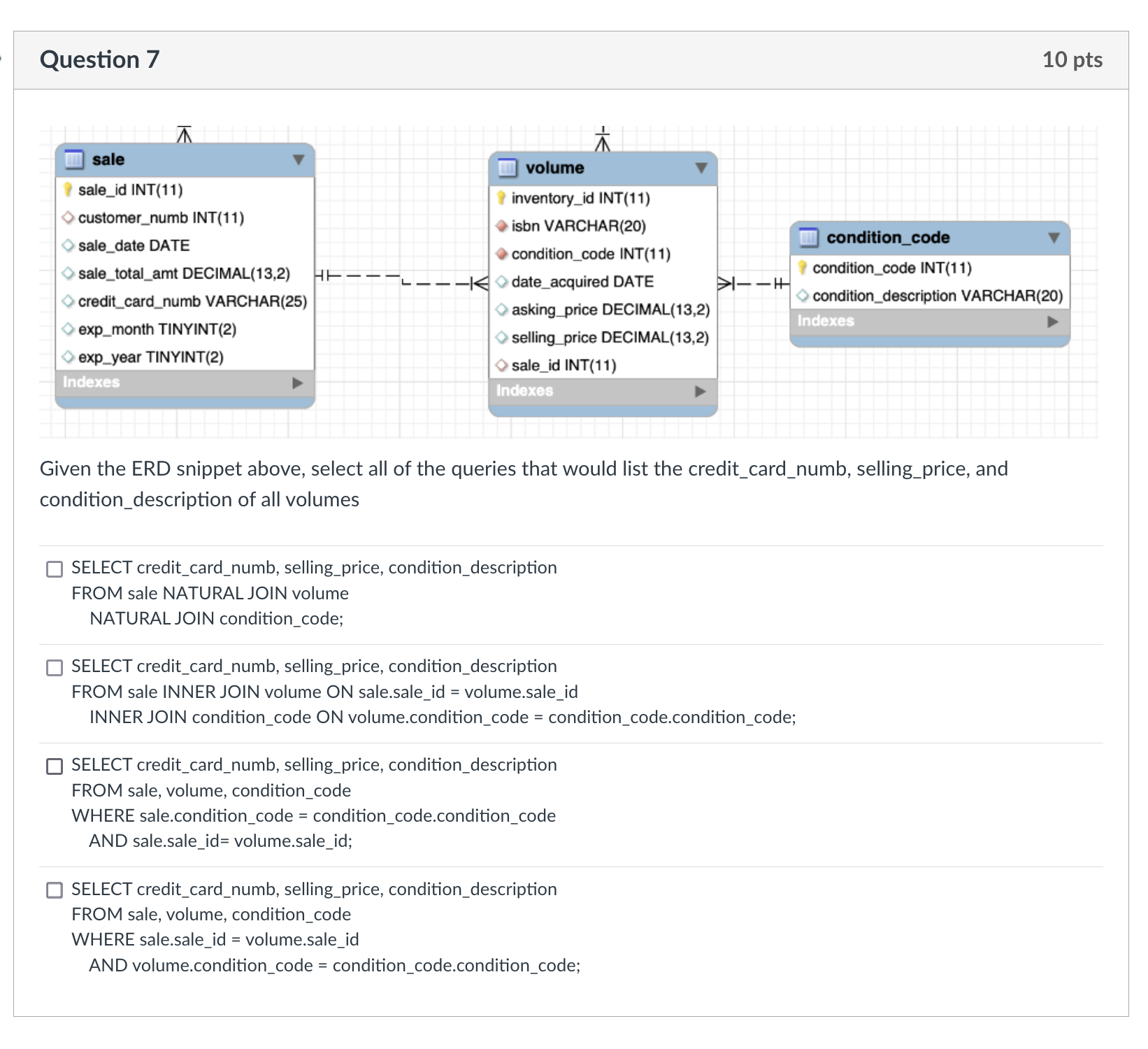 Solved Given the ERD snippet above, select all of the | Chegg.com