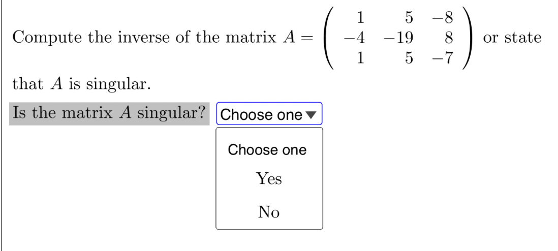 Solved 1 Compute the inverse of the matrix A 5 -19 5 = Voo | Chegg.com