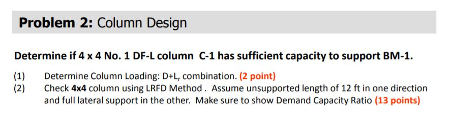 Problem 2: Column Design Determine if 4x 4 No. 1 DF-L | Chegg.com