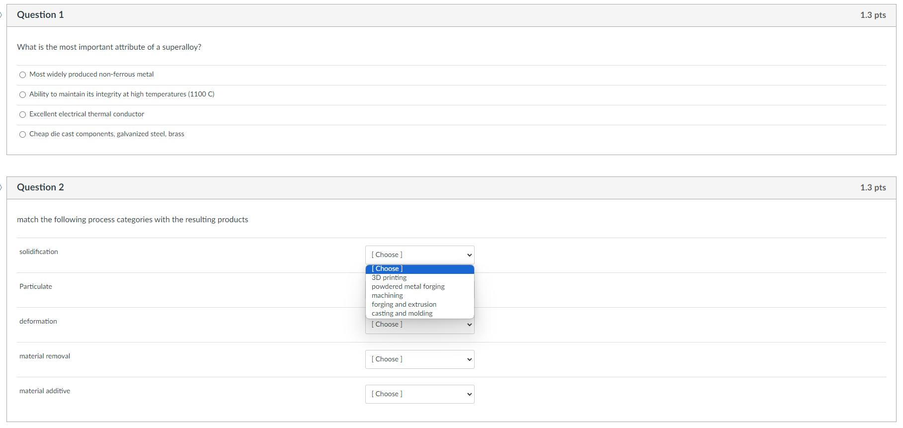 Solved For questions 2, ﻿the "choose" dropbox are the same | Chegg.com