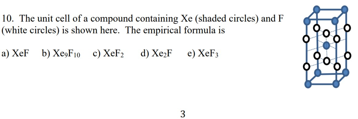 10. The unit cell of a compound containing Xe (shaded | Chegg.com