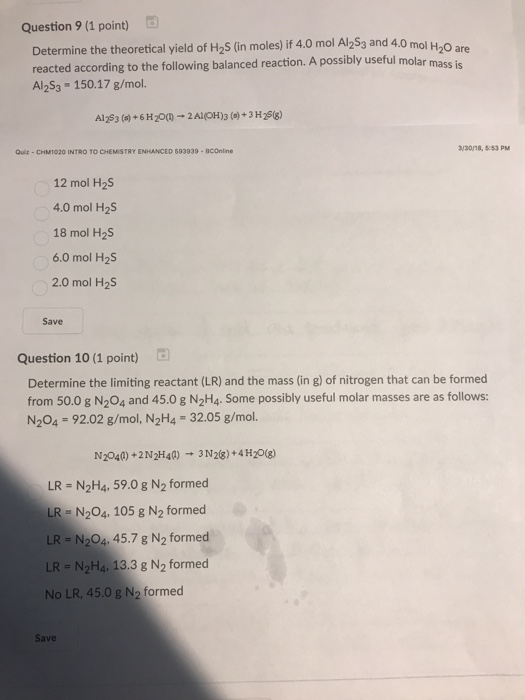 Solved Question 9 (1 point) Determine the theoretical yield | Chegg.com