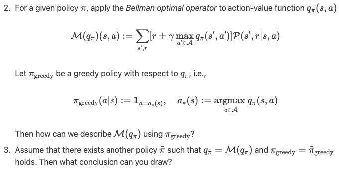 Solved 2. For a given policy π, apply the Bellman optimal | Chegg.com