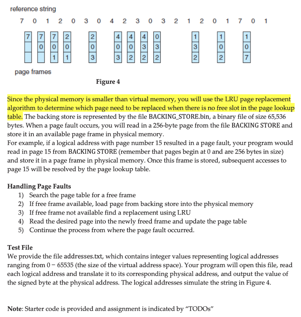 Solved Frames Data Data Designing a Virtual Memory Manager | Chegg.com