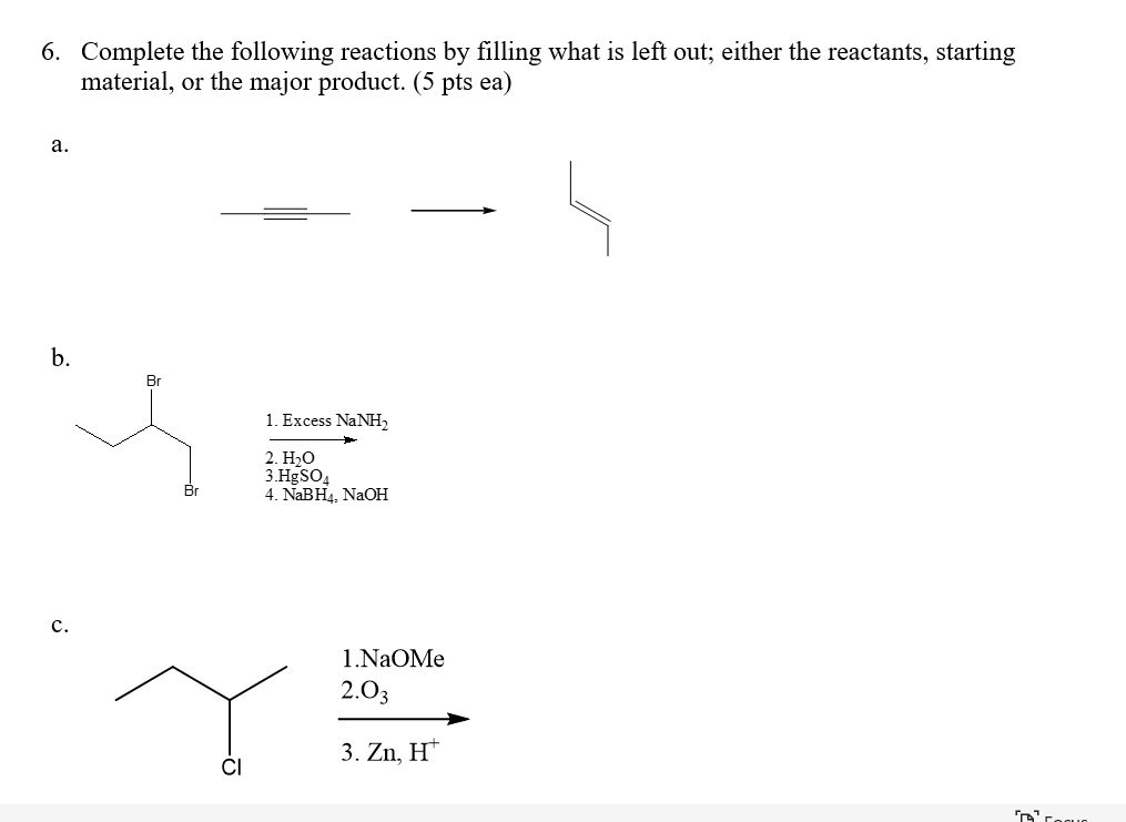 Solved complete the following react. | Chegg.com