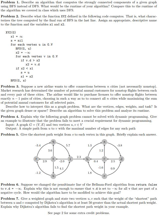 Problem 1. Describe an algorithm that computes the | Chegg.com