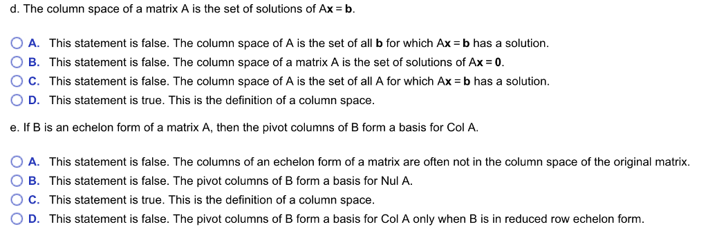 Solved Mark each statement as true or false. Justify each | Chegg.com