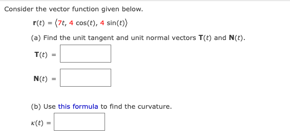 Solved Consider the vector function given below. | Chegg.com