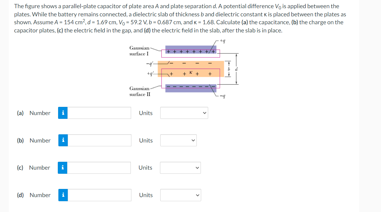 Solved The figure shows a parallel-plate capacitor of plate | Chegg.com