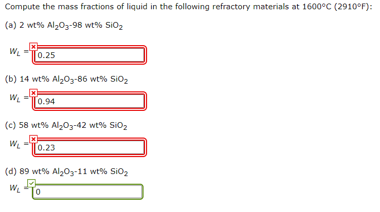 Solved Compute the mass fractions of liquid in the following | Chegg.com